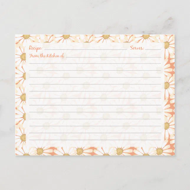 Cute Daisy Recipe Cards | Zazzle