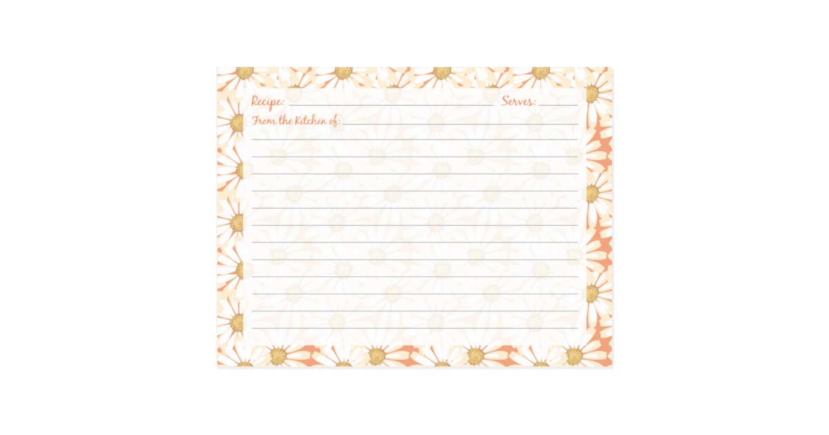 Cute Daisy Recipe Cards | Zazzle.com
