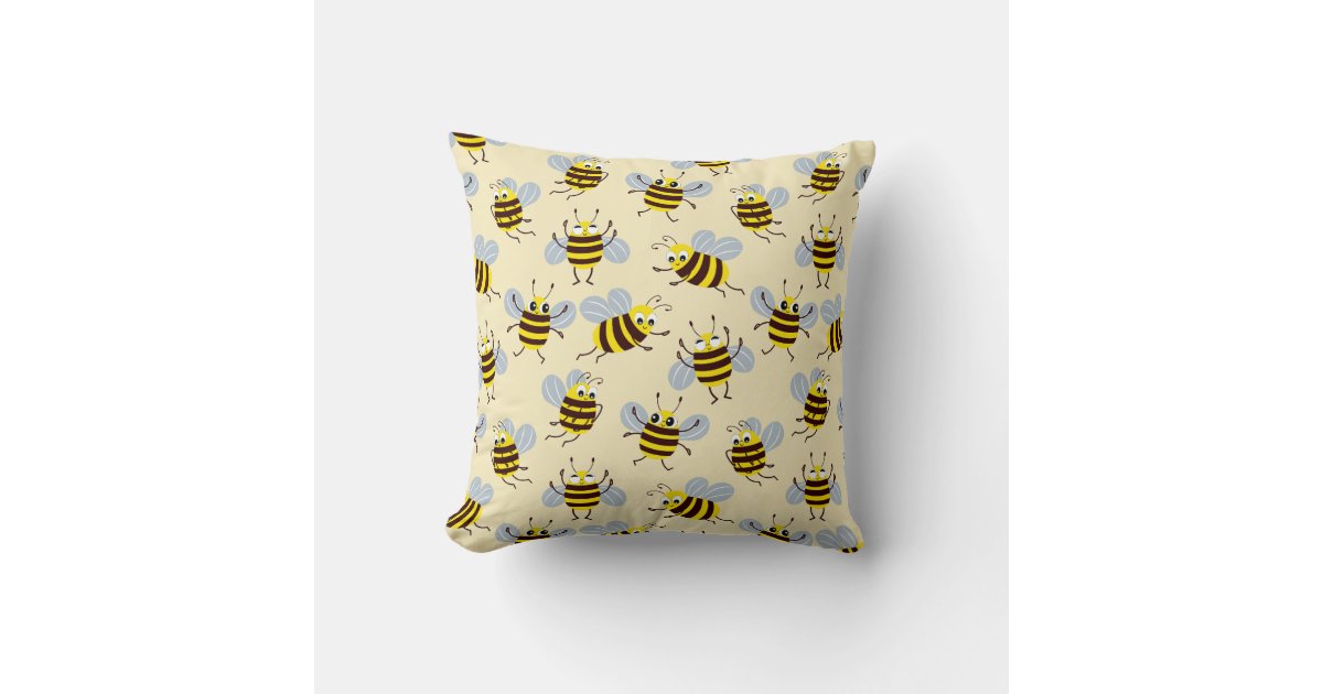 Cute Dancing Bee Pattern Throw Pillow | Zazzle