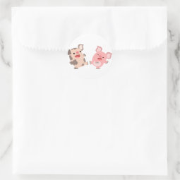 Cute Dancing Cartoon Pigs Sticker | Zazzle