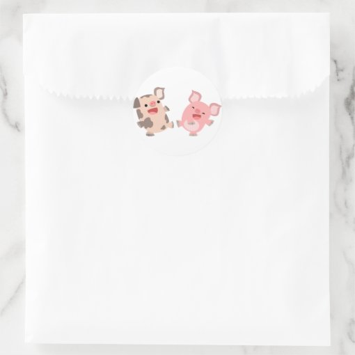 Cute Dancing Cartoon Pigs Sticker | Zazzle
