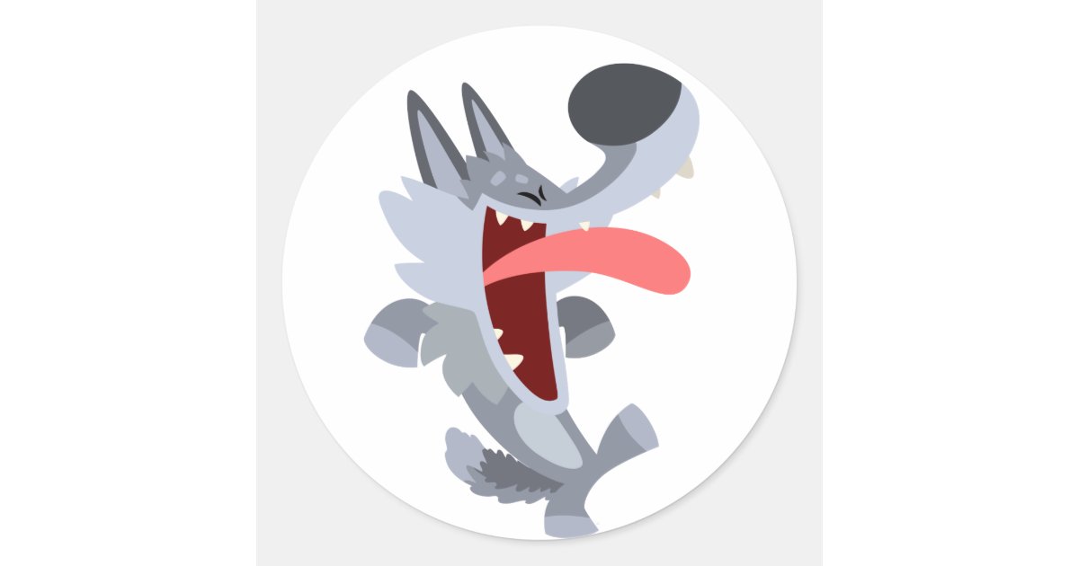 Cute Dancing Cartoon Wolf Sticker | Zazzle