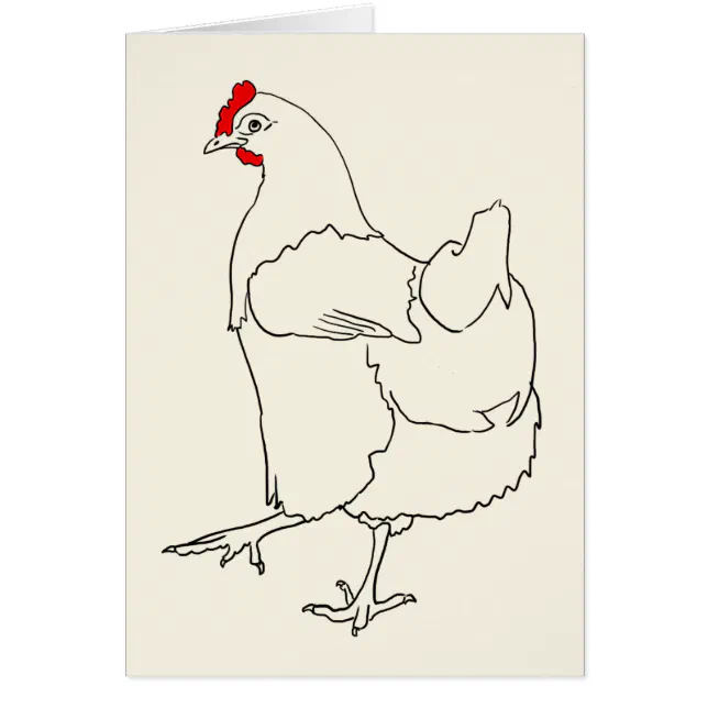 Cute Dancing Chicken Funny Line Drawing Animal Art | Zazzle