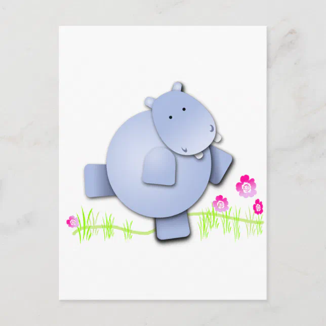Cute Dancing Hippo Postcard | Zazzle