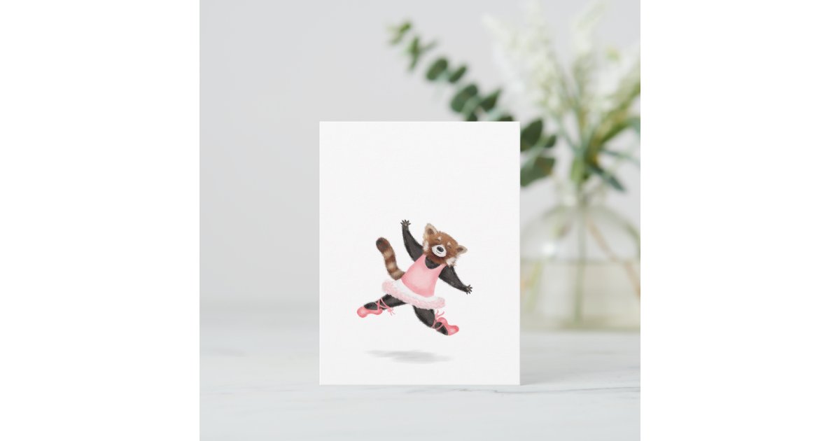 Cute dancing red panda postcard | Zazzle