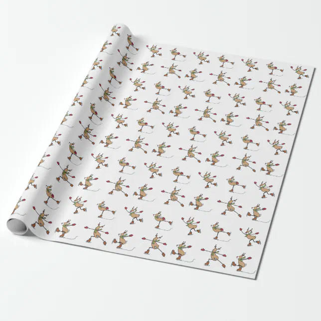 Cute Dancing Reindeer Christmas Wrapping Paper | Zazzle