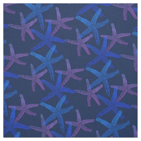 Starfish Navy Blue Beach Fabric | Zazzle