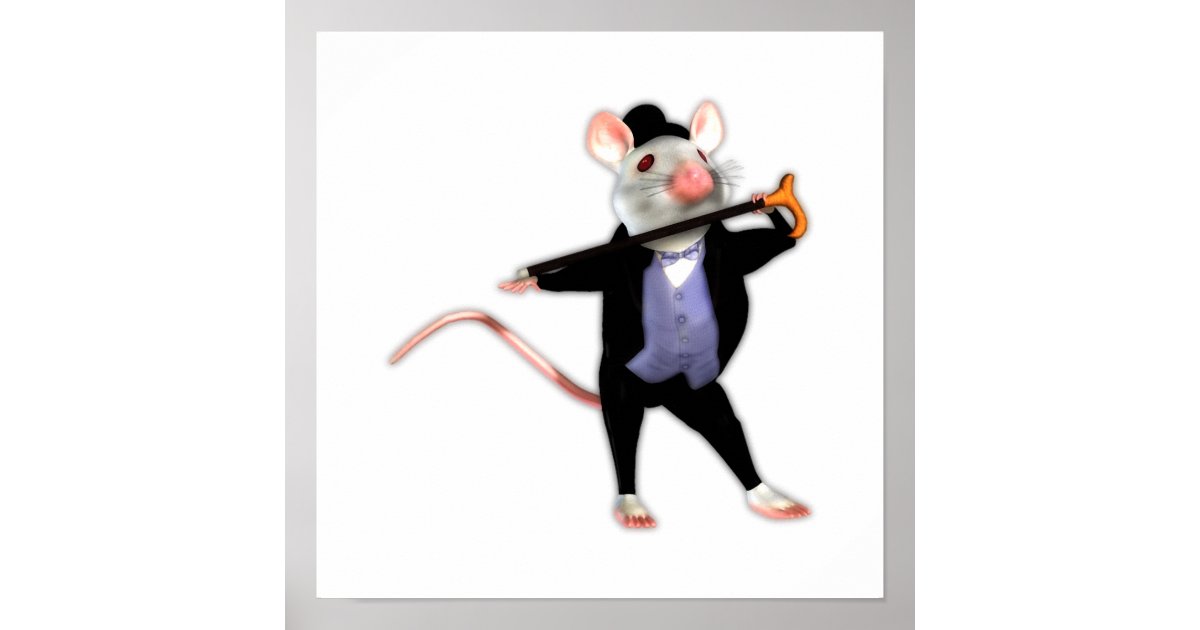 Cute Dapper Mouse, the Dancing Cartoon Mouse Poster | Zazzle