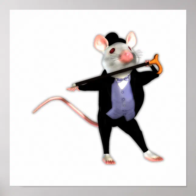 Cute Dapper Mouse, the Dancing Cartoon Mouse Poster | Zazzle