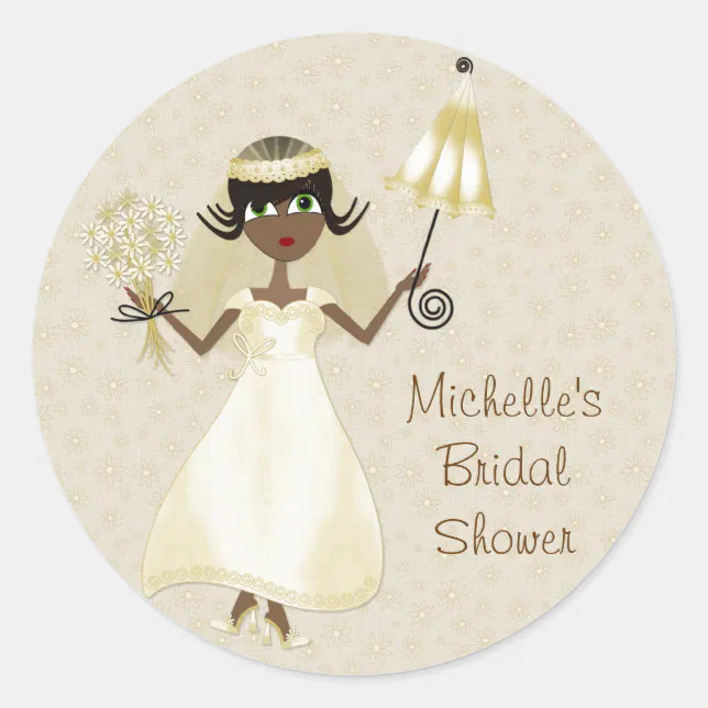 Cute Dark-skinned Bride Sticker | Zazzle