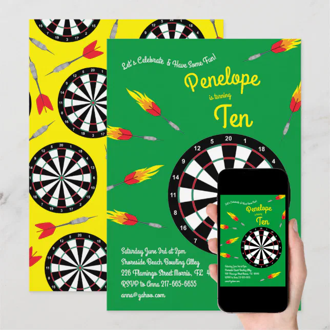 Cute Dart Board Kids Birthday Party Sports Invitation | Zazzle