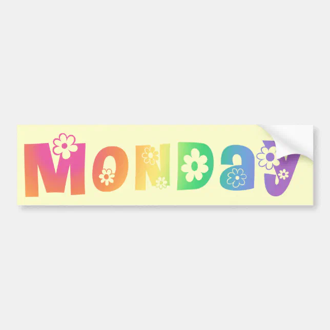 Cute Day Of The Week Monday Bumper Sticker | Zazzle