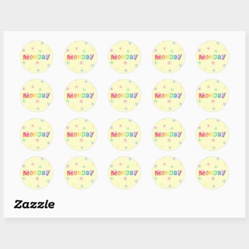 Cute Day Of The Week Monday Classic Round Sticker | Zazzle