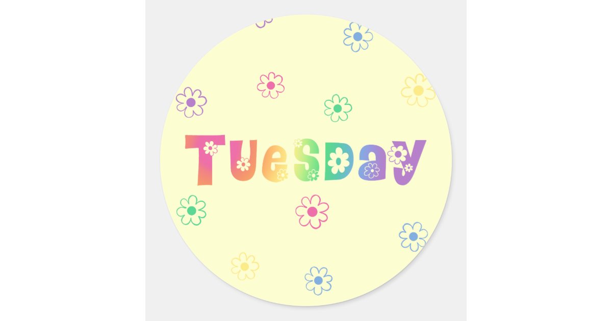 Cute Day Of The Week Tuesday Classic Round Sticker | Zazzle