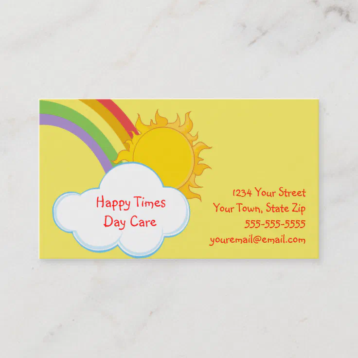 Cute Daycare Rainbow Business Cards | Zazzle