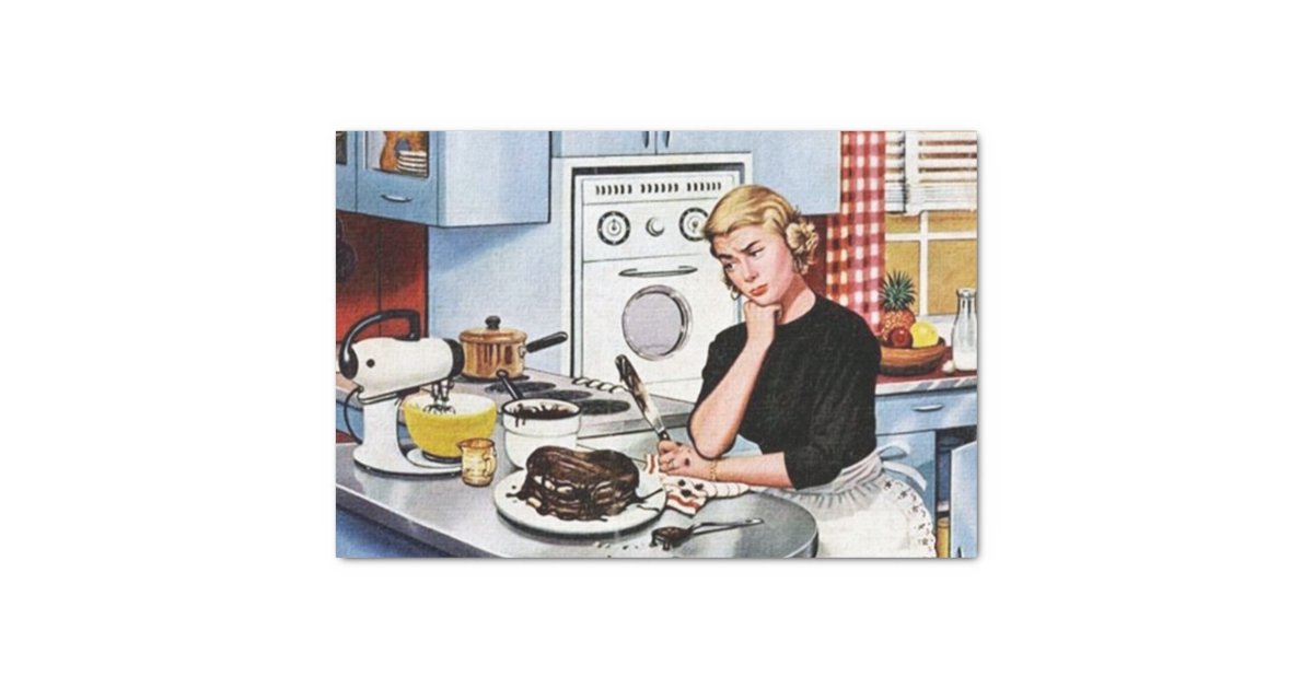 cute decoupage retro vintage baking lady tissue paper | Zazzle