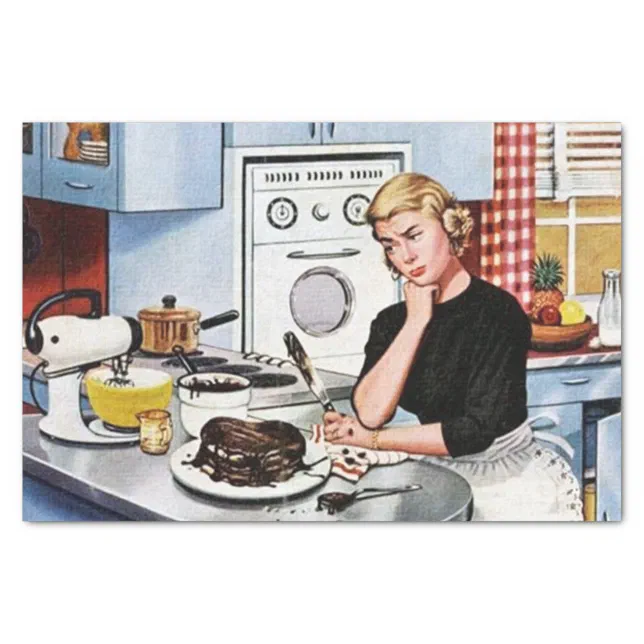 cute decoupage retro vintage baking lady tissue paper | Zazzle