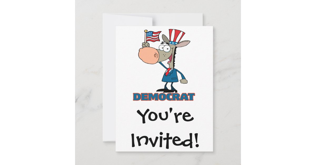 cute democratic donkey cartoon character invitation | Zazzle