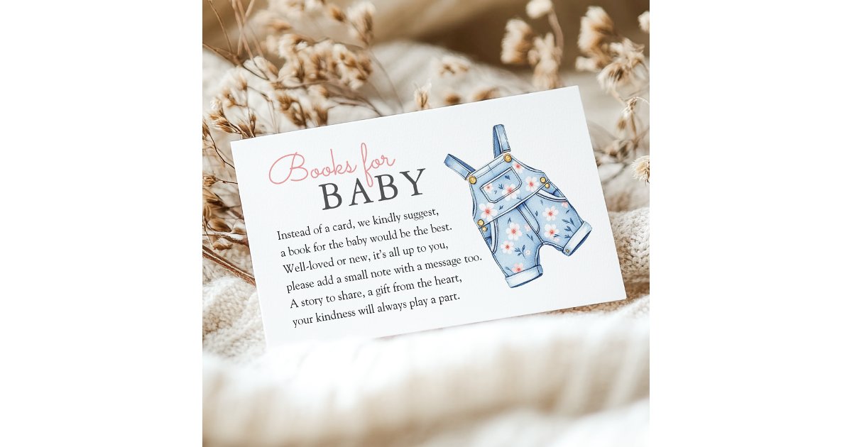 Cute Denim Blue Jean Girl Books For Baby Enclosure Card | Zazzle