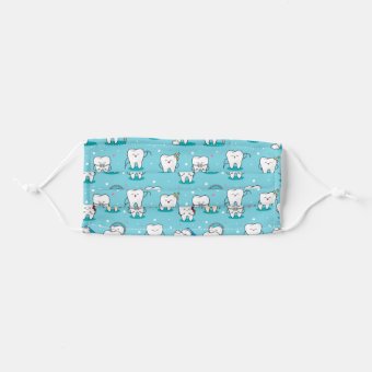 Cute Dental Pattern Adult Cloth Face Mask | Zazzle