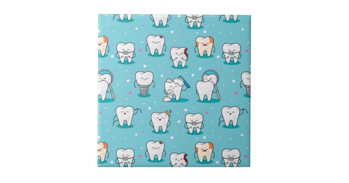 Cute Dental Pattern Ceramic Tile | Zazzle