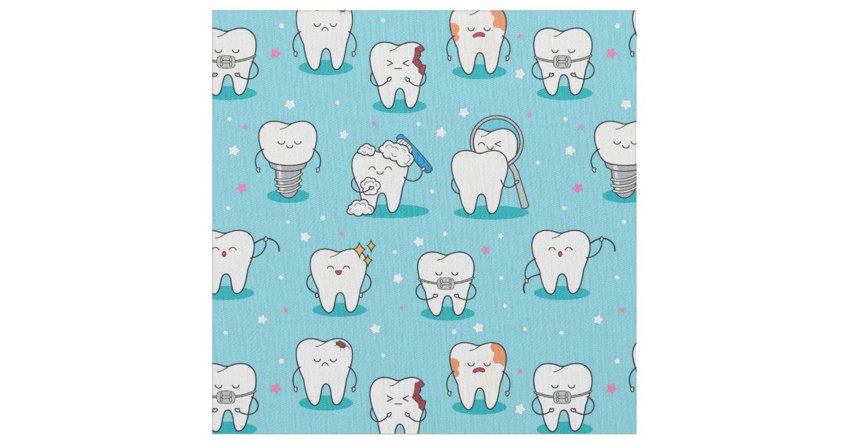 Cute Dental Pattern Fabric | Zazzle