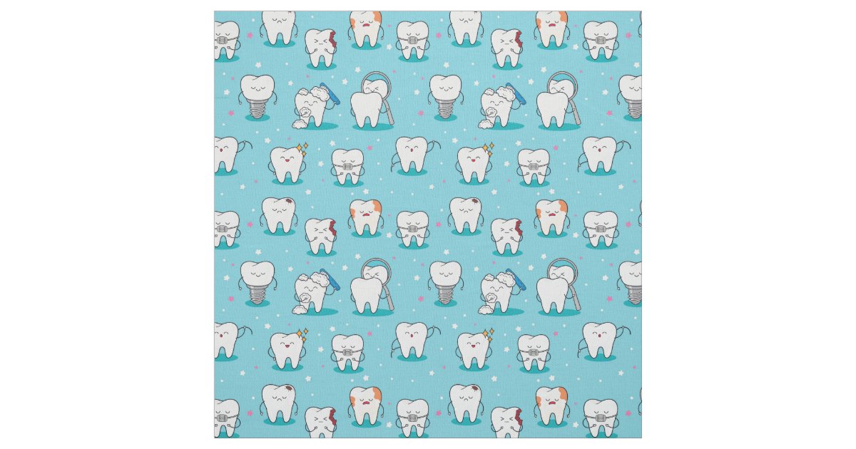Cute Dental Pattern Fabric | Zazzle