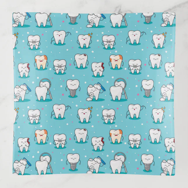 Cute Dental Pattern Trinket Tray | Zazzle