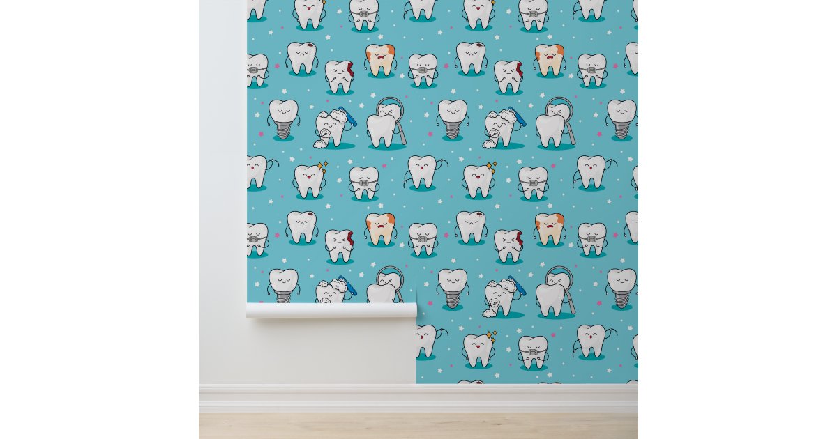 Cute Dental Pattern Wallpaper | Zazzle