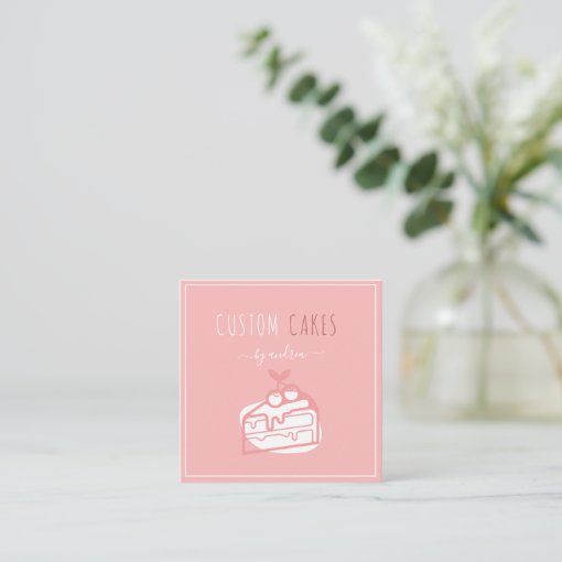 Cute Dessert Cake Artist QR Code Social Media Cool Square Business Card ...