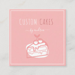Cute Dessert Cake Artist QR Code Social Media Cool Square Business Card ...