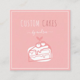 Cute Dessert Cake Artist QR Code Social Media Cool Square Business Card ...