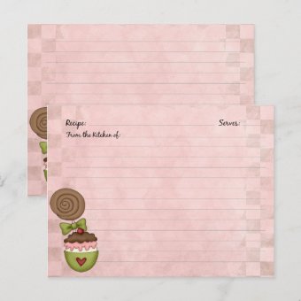 Cute Dessert Recipe Cards | Zazzle