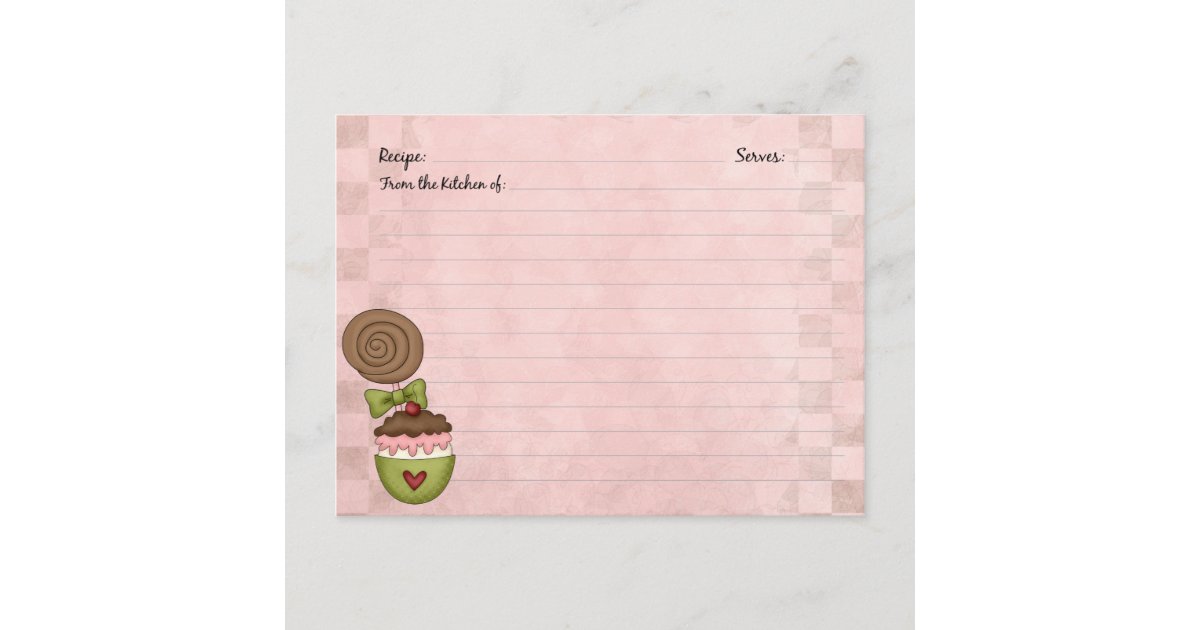 Cute Dessert Recipe Cards | Zazzle