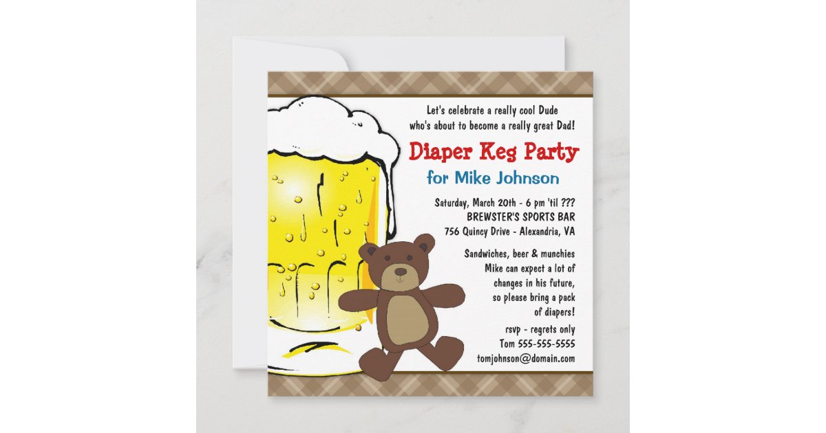 Cute Diaper Keg Invitations - New Daddy Beer Party | Zazzle