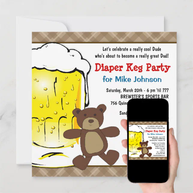 Cute Diaper Keg Invitations - New Daddy Beer Party | Zazzle