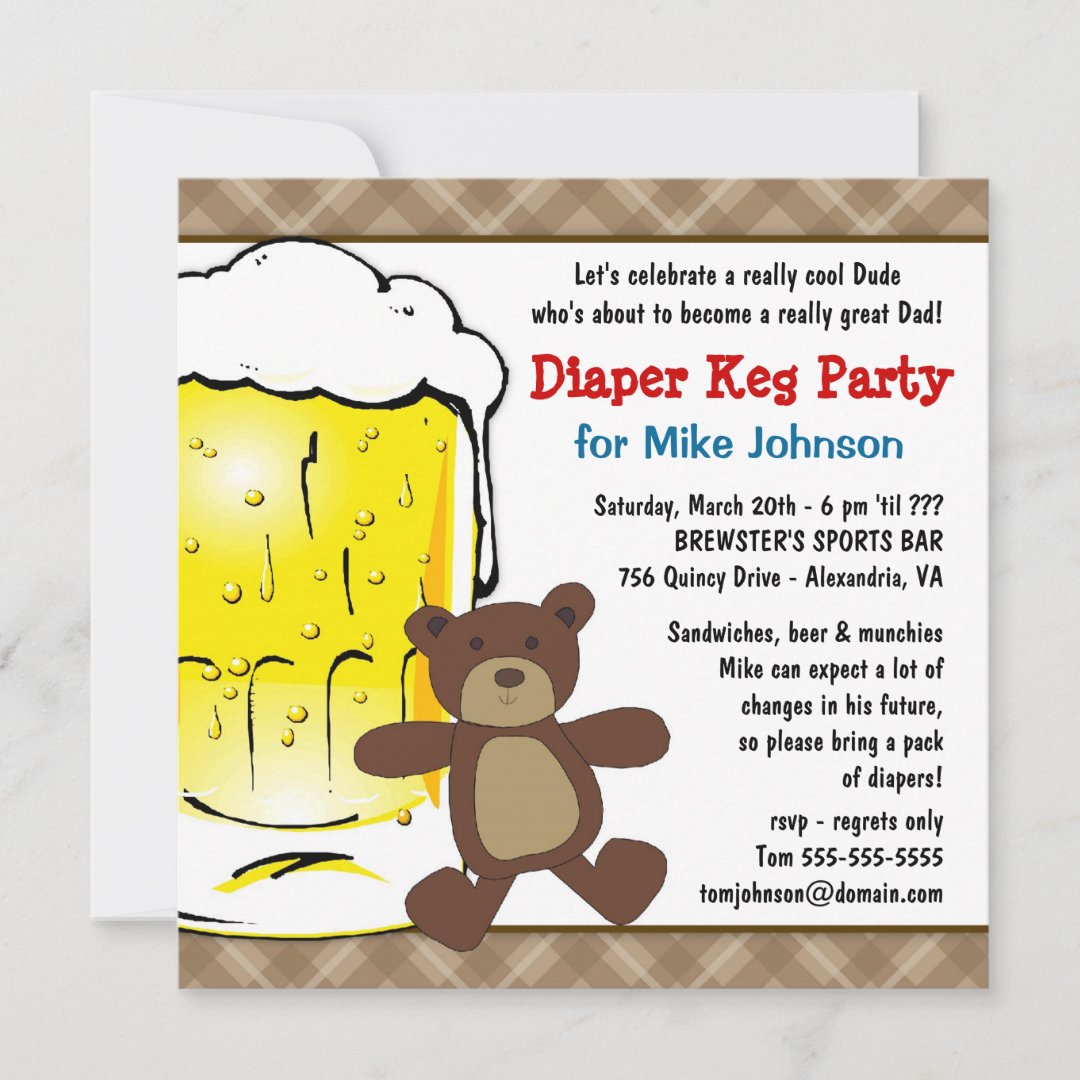 Cute Diaper Keg Invitations - New Daddy Beer Party | Zazzle