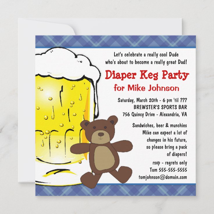 Cute Diaper Keg Party Invitations - Dadcelor Party | Zazzle