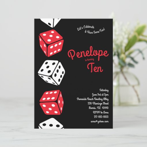 Cute Dice Games Kids Birthday Party Invitation | Zazzle