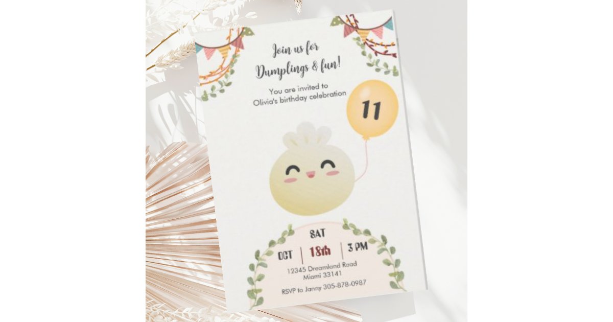 Cute Dim Sum Dumpling Birthday Party Invitation | Zazzle