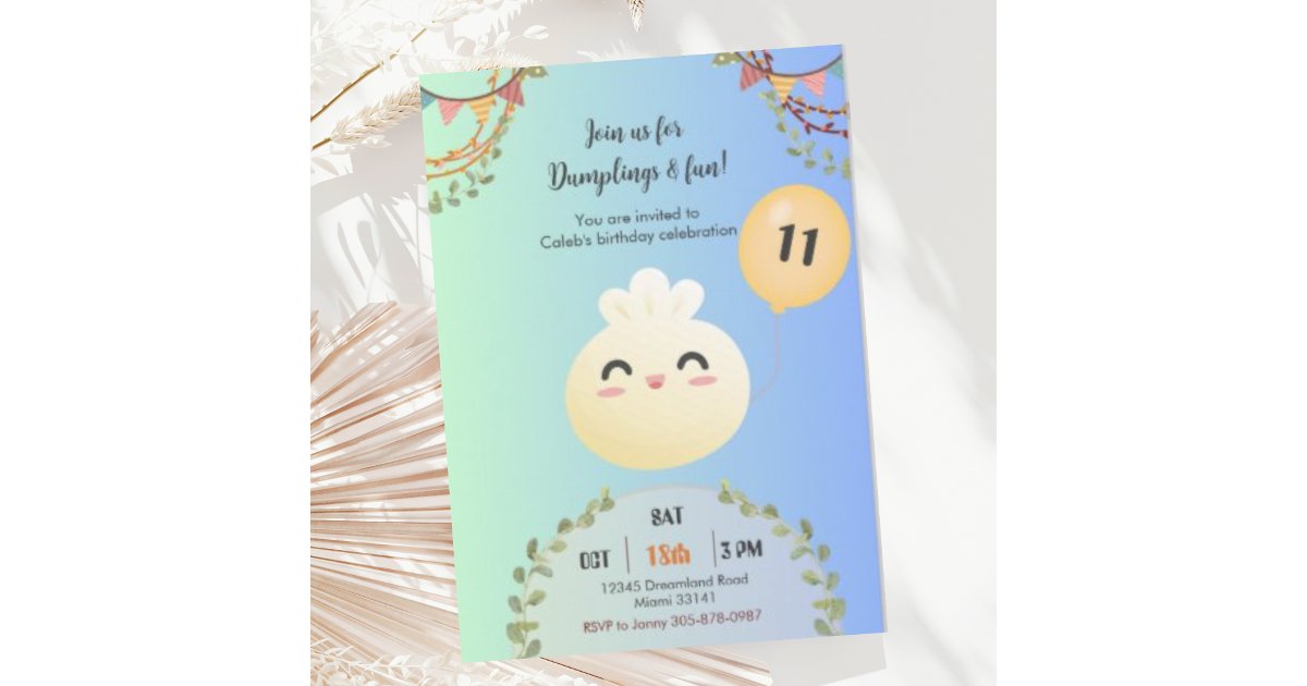Cute Dim Sum Dumpling Birthday Party Invitation | Zazzle