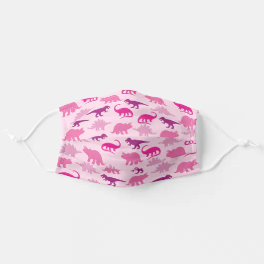 Cute Dino Pink and Purple Dinosaur Print Adult Cloth Face Mask | Zazzle