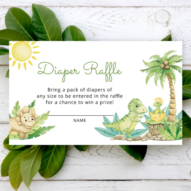 Cute Dinosaur Baby Shower Diaper Raffle Ticket Enclosure Card | Zazzle