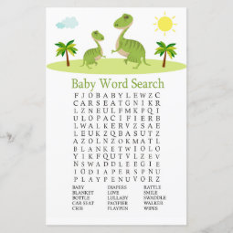 Cute Dinosaur Baby Shower Word Search Game | Zazzle