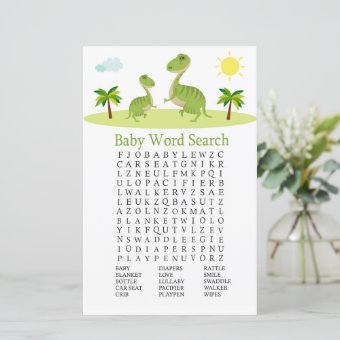 Cute Dinosaur Baby Shower Word Search Game | Zazzle