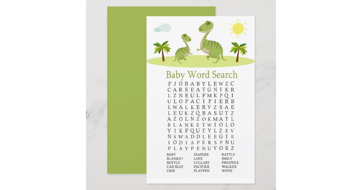 Cute Dinosaur Baby Shower Word Search Game | Zazzle