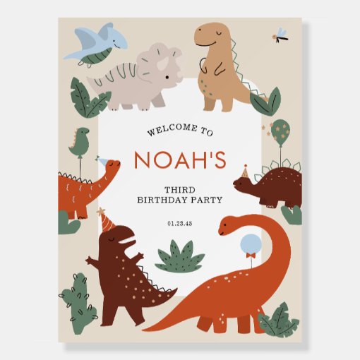 Cute Dinosaur Birthday Party Welcome Sign | Zazzle