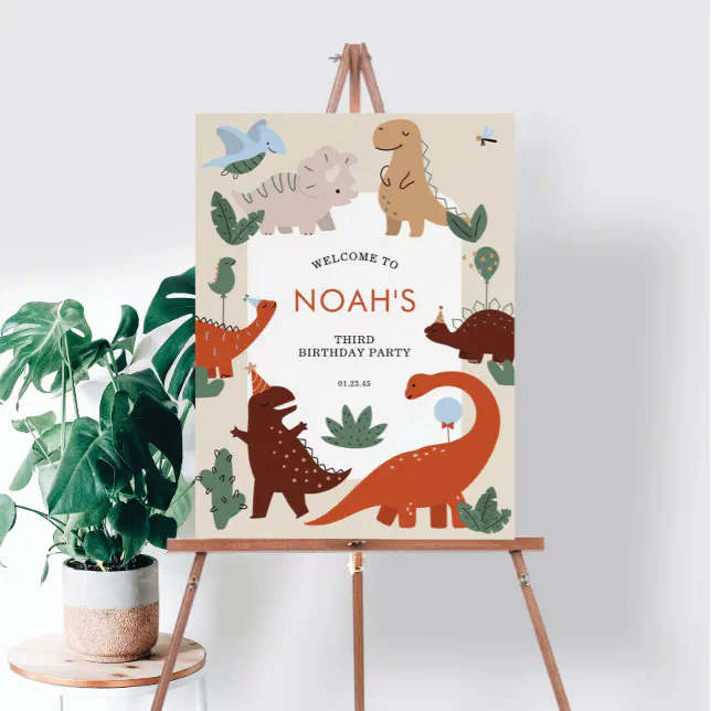 Cute Dinosaur Birthday Party Welcome Sign | Zazzle