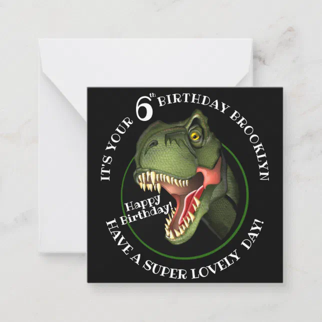 Cute Dinosaur Customized Kid's Age Birthday Note Card | Zazzle