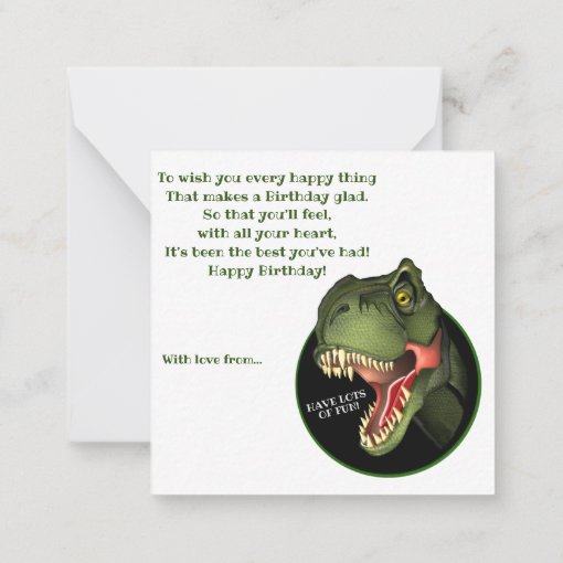 Cute Dinosaur Customized Kid's Age Birthday Note Card | Zazzle